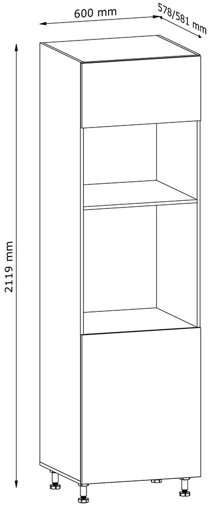 LANGEN bu | skříňka D60PM pro vestavnou troubu a mikrovlnku | s úchytem | UNI provedení | béžová