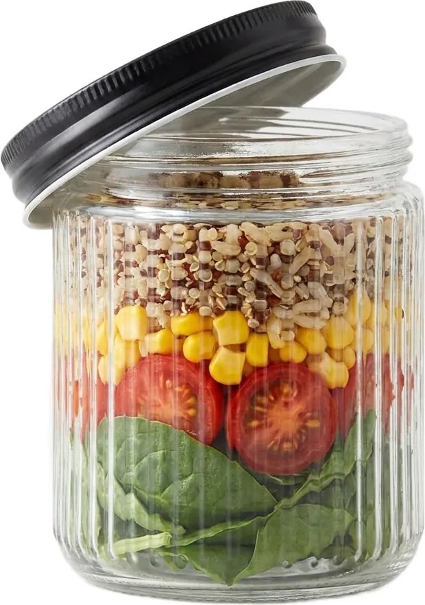 Zeller Present Sklenice na svačinu, dóza na jídlo, víko na závit RIBBED, 520 ml