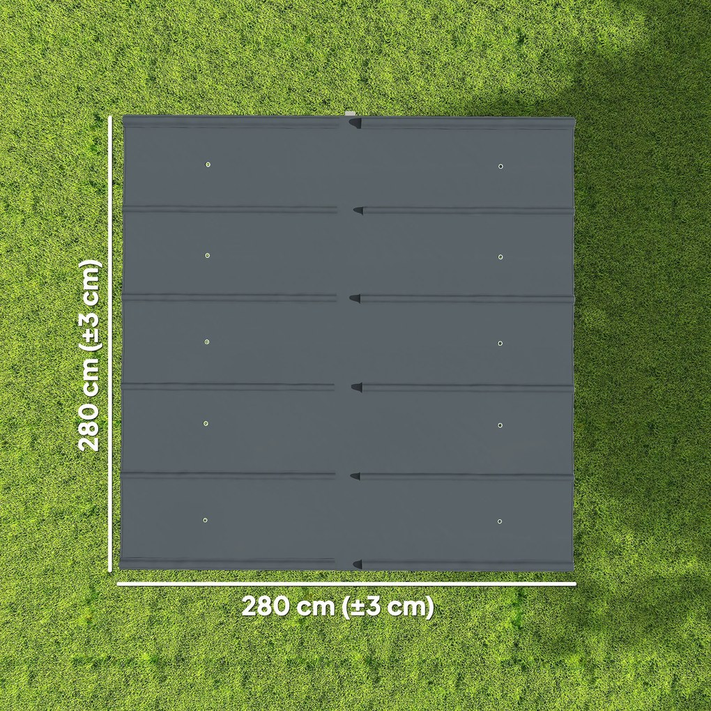 Outsunny kryt pro pergolu plachta pro 3 x 3 m, polyester 180 g/m³, UV ochrana 30+, tmavě šedá