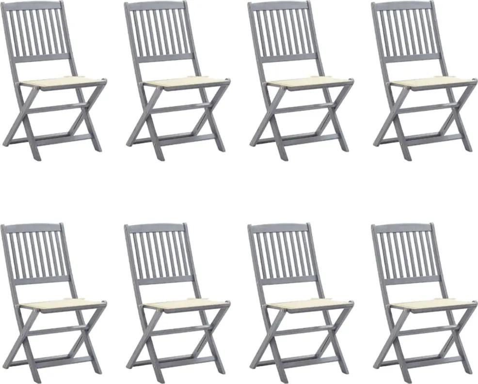 vidaXL Skládací zahradní židle s poduškami 8 ks masivní akácie [3078295] Barva: antracitová