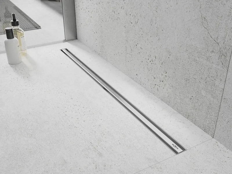 Mexen Flat nerezový sprchový žlab s rotačním 360° sifonem 80 cm, vzor SLIM, 1041080