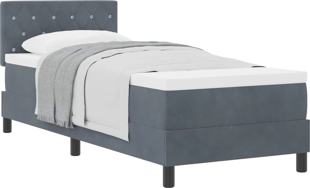 Postel s boxspringem s matrací Tmavě šedá 80 x 200 cm samet 3339069