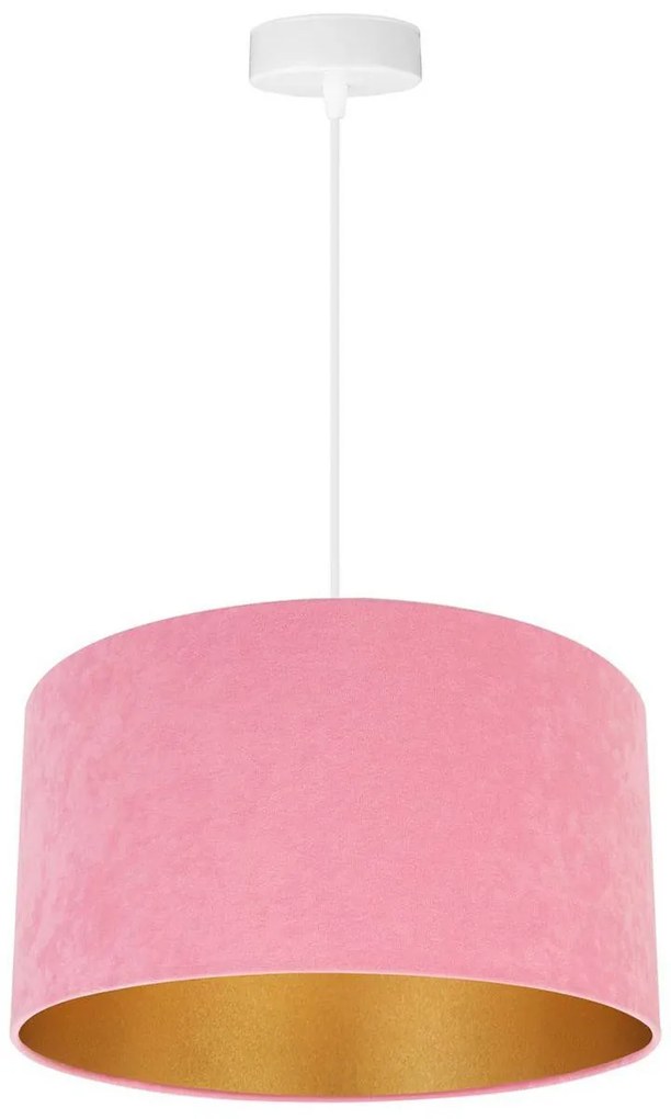 Závěsné svítidlo Mediolan, 1x růžové/zlaté textilní stínítko, (výběr ze 2 barev konstrukce), (fi 35cm)