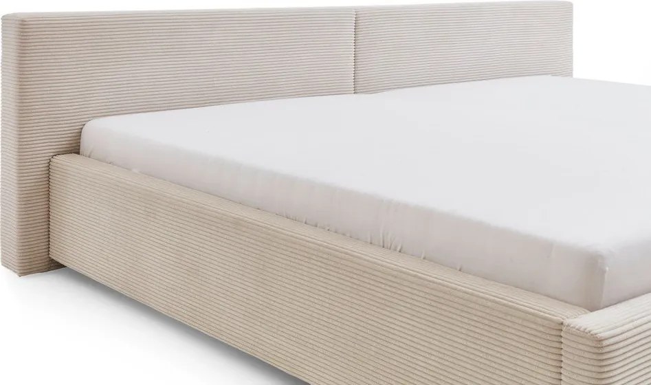 Béžová čalouněná dvoulůžková postel s úložným prostorem s roštem 200x240 cm Cube – Meise Möbel