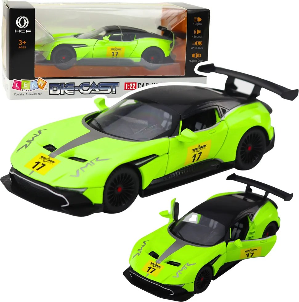 LEAN Toys Sportovní auto na setrvačník se světly a zvuky zelené 1:22