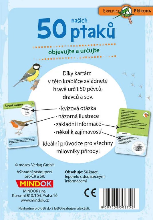 MINDOK HRA kvízová Expedice Příroda: 50 našich ptáků naučná mn275