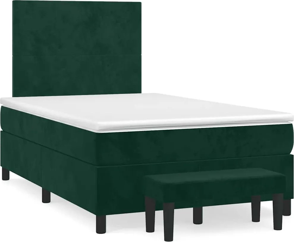 Box spring postel s matrací tmavě zelená 120 x 200 cm samet 3137716