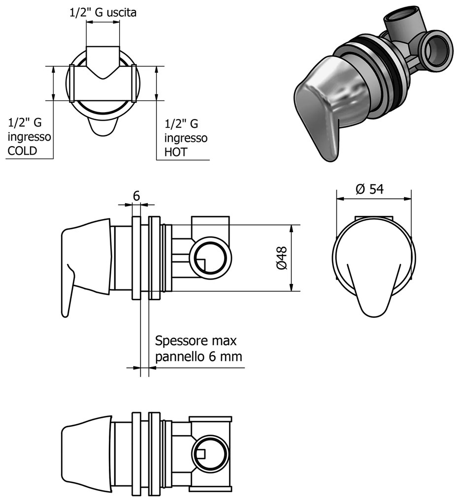 Sapho, TINY Páková baterie na okraj vany, chrom, TMC12TY