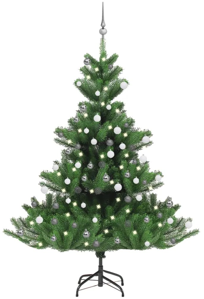 3077732 vidaXL Umělý vánoční stromek jedle s LED a sadou koulí zelený 180 cm