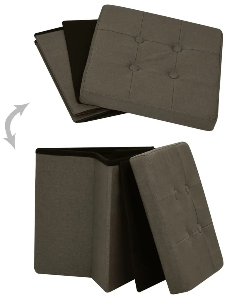 Skládací úložné stoličky 2 ks tmavě hnědé umělý len - Default Title