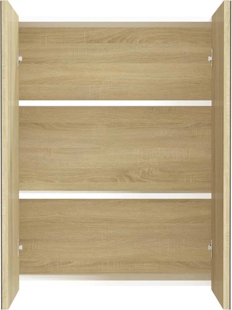 Koupelnová skříňka se zrcadlem 60x15x75 cm MDF bílá a dub 331530