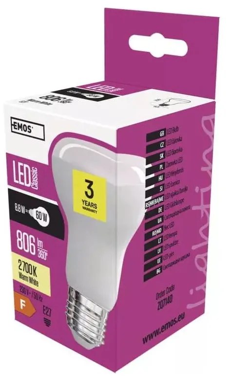 Teplá LED žárovka E27, 9 W – EMOS