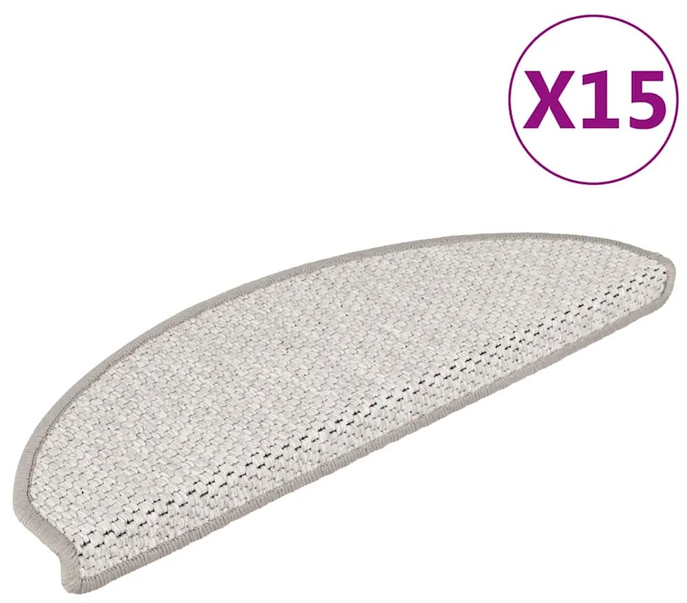 Samolepicí nášlapy na schody sisal 15 ks 65 x 21 x 4 cm platina 326870