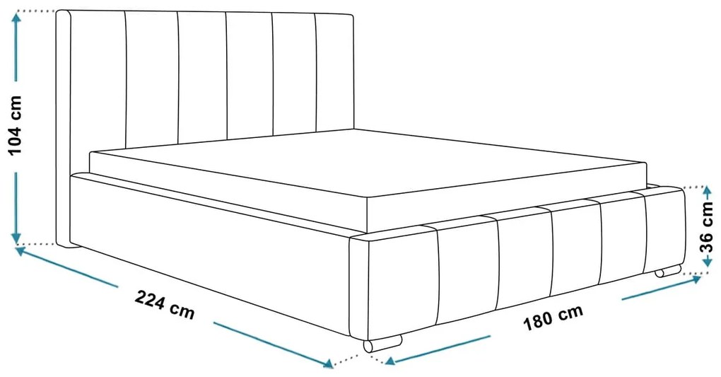 Čalouněná postel pro dva 160x200 cm Betty Barva: Mintová - Fuego 164