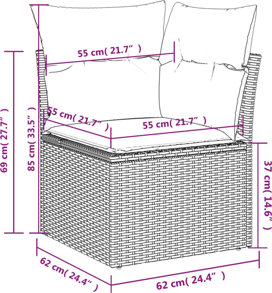 vidaXL 8dílná zahradní sedací souprava s poduškami polyratan [3255848]