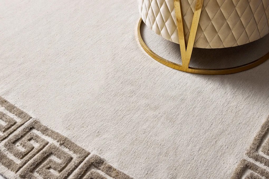 Diamond Carpets India, Ručně vázaný kusový koberec Greek DESP P86 Ivory White Antique Mud, 120x170, bílá, chodba / předsíň