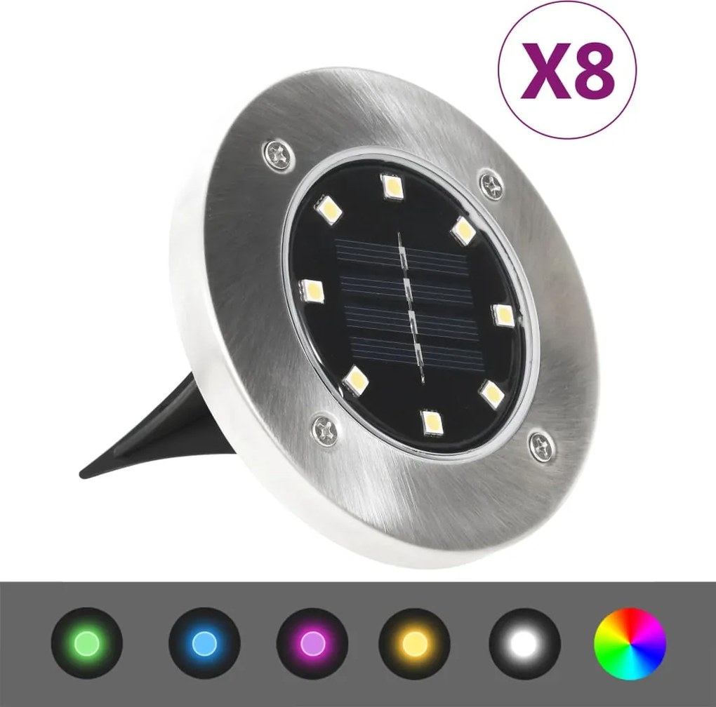 Solární světlo k zapíchnutí do země 8 ks LED RGB barva 315695