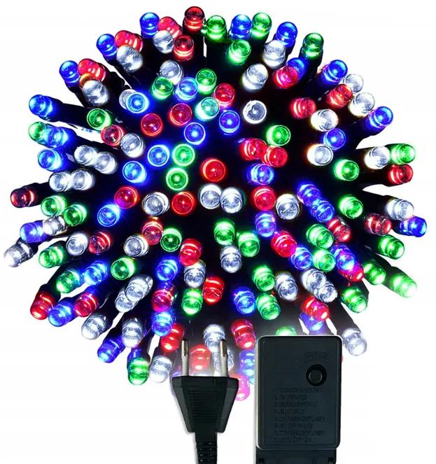 BERGE LED vánoční řetěz - 100LED - 10M - IP20 - 8 funkcí - multicolor