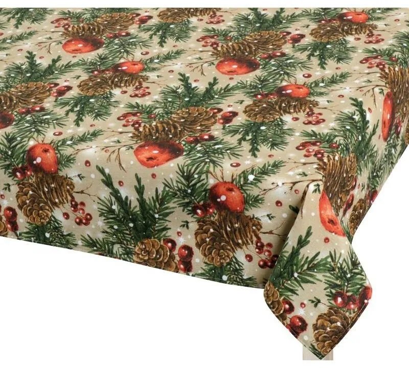 Bellatex Ubrus Šišky a jablka vánoční, 120 x 140 cm, 120 x 140 cm