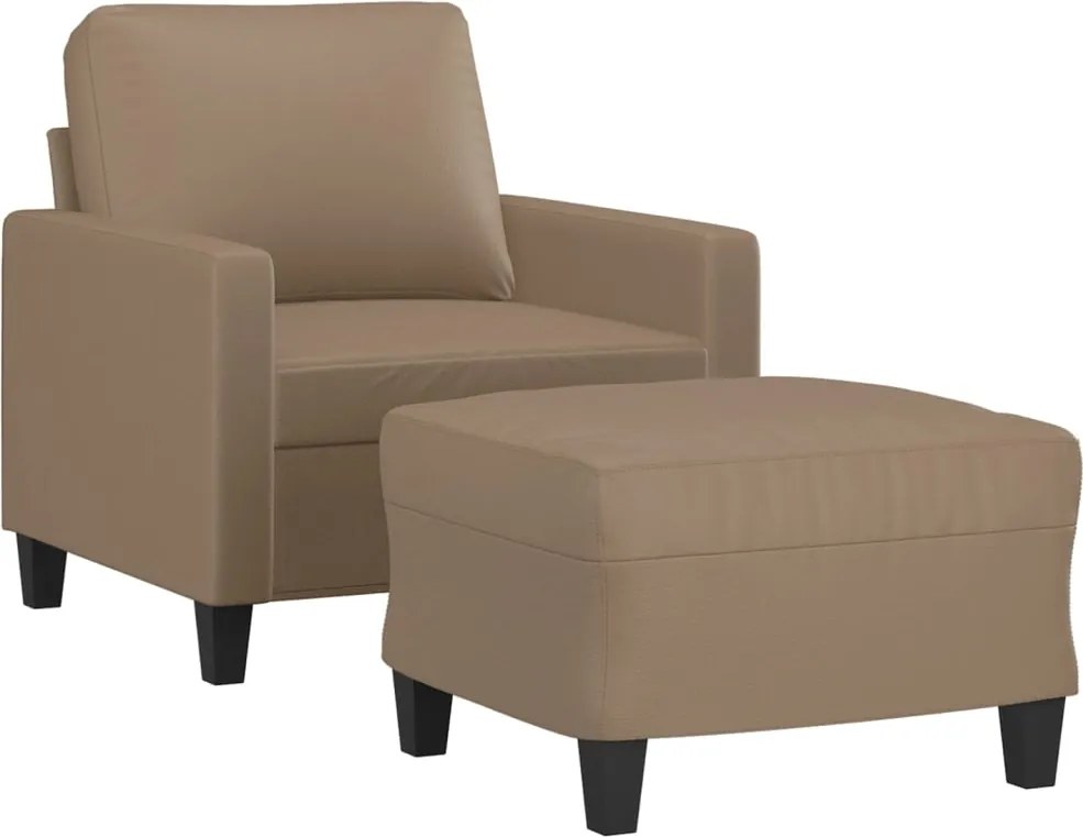 Křeslo s podnožkou cappuccino 60 cm umělá kůže 3201023