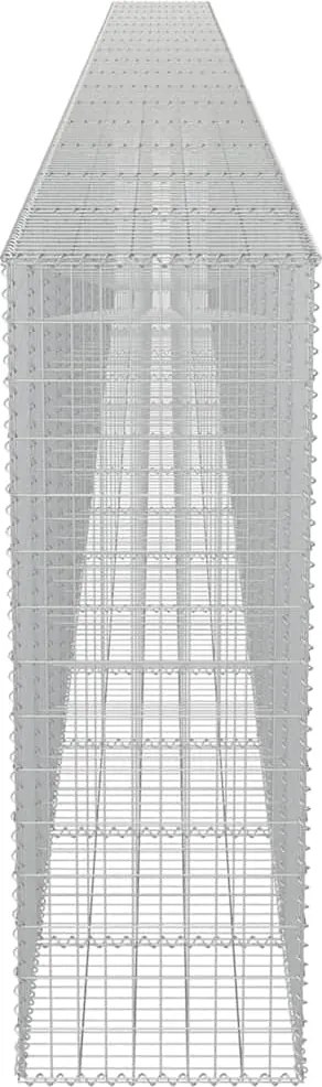 Gabionová zeď s víky z pozinkované oceli 900 x 50 x 150 cm 143589
