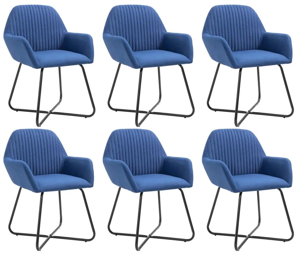 277103 vidaXL Jídelní židle 6 ks modré textil
