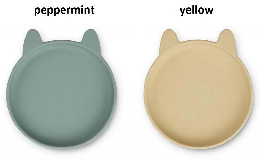 LIEWOOD Dětský talíř Rabbit Peppermint/Wheat Yellow 17 cm Yellow, zelená barva, žlutá barva, plast