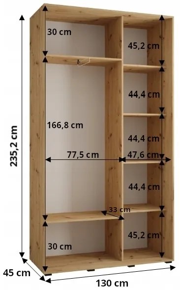 Veneti Šatní skříň ASIRI 10 - 130/45 cm, bílá / černá
