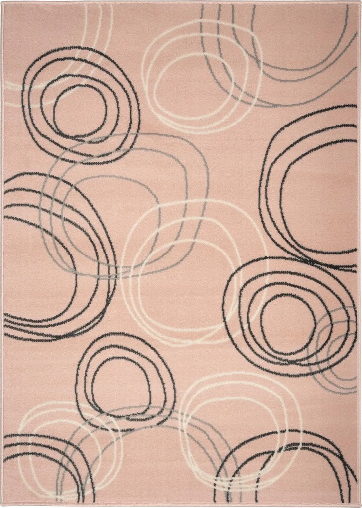 Kusový koberec Circles powder pink, 120x170, ružová, chodba / predsieň, Alfa Carpets