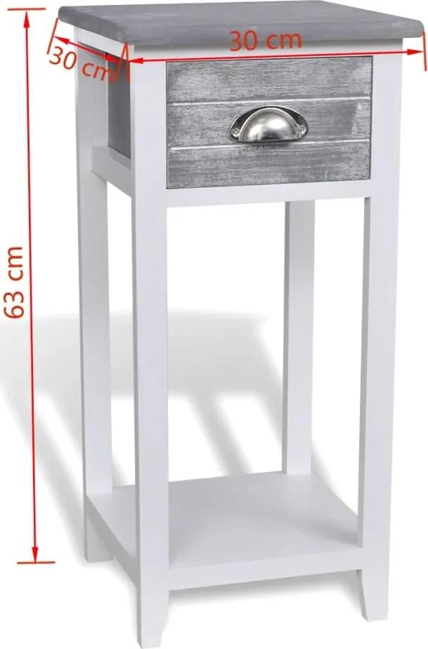 vidaXL Noční stolek s 1 zásuvkou a bílý [242038] Barva: Hnědá