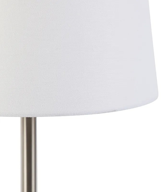 Moderní stolní lampa z oceli s bílým odstínem 32 cm - Simplo