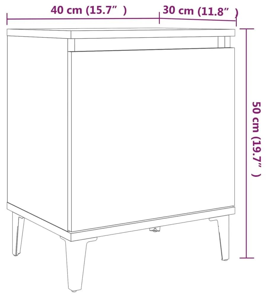 Noční stolek s kovovými nohami šedý sonoma 40 x 30 x 50 cm - Default Title