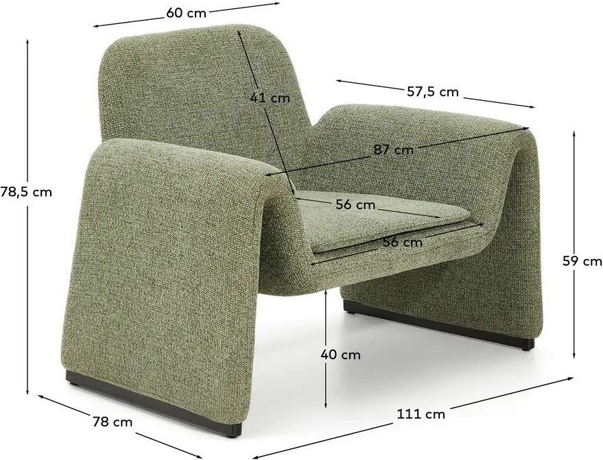 Zelené žinylkové křeslo Melvia – Kave Home
