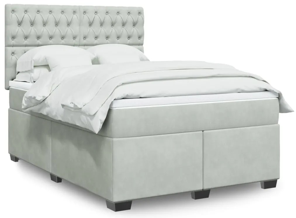 Box spring postel s matrací světle šedá 140x190 cm samet 3293212