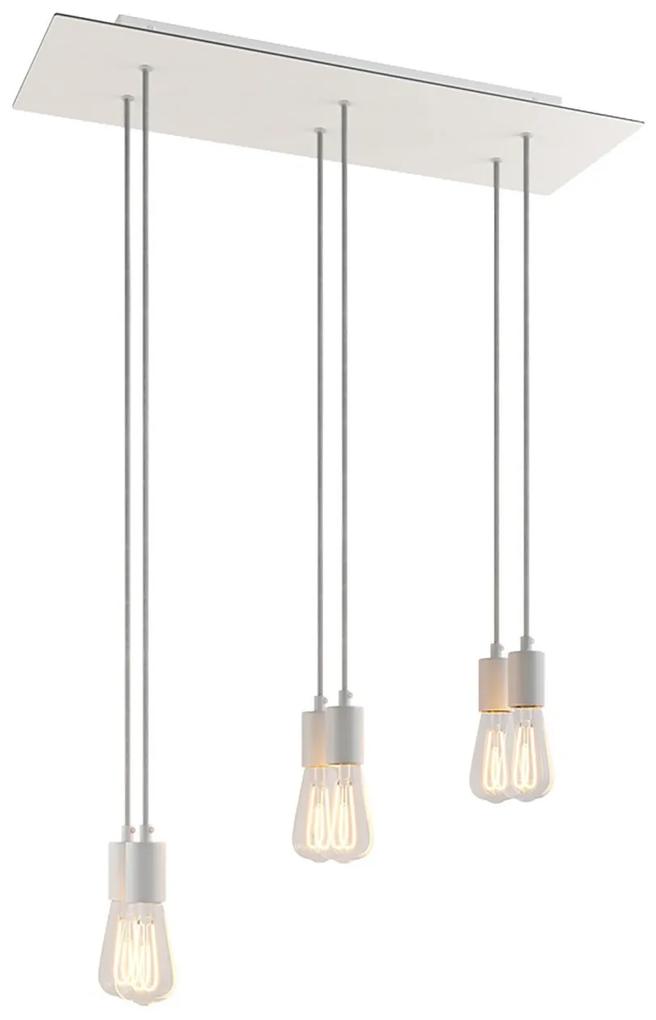 creative cables Závěsná lampa s 6 světly, s obdélníkovým XXL baldachýnem Rose-one, textilním kabelem a kovovými komponenty Barva: Hladký měděný dibond