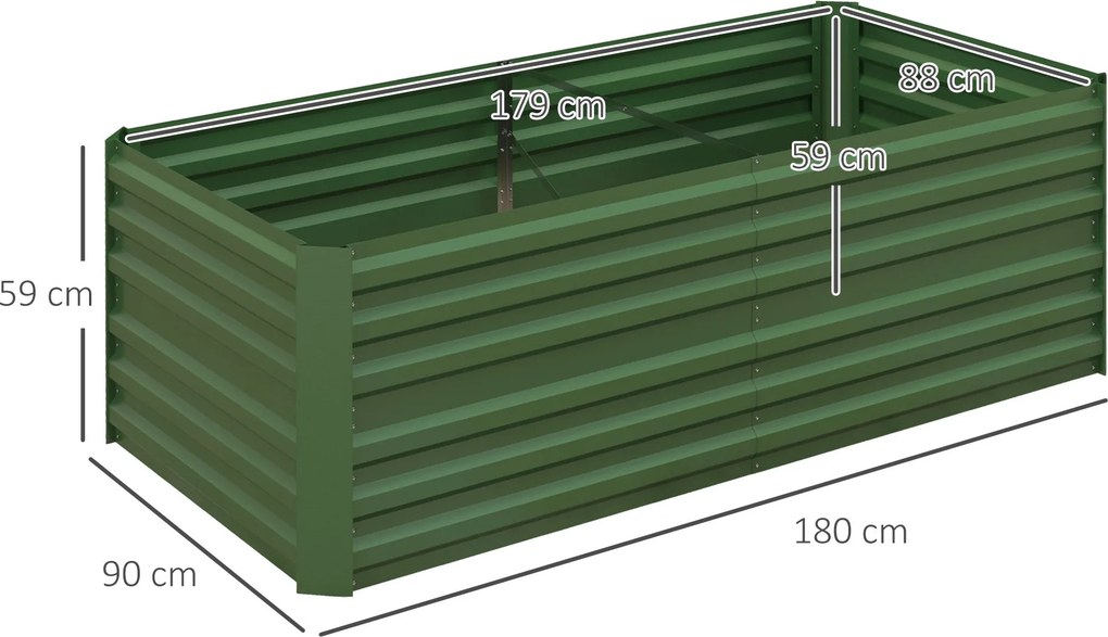 Vyvýšený zahradní záhon Outsunny z oceli, rostlinný záhon, studený rám, skládatelná nádoba na rostliny 180x90x60cm pro zahradu, balkon, terasu, zelen…