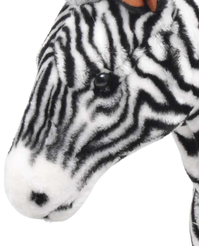 vidaXL Stojící plyšová hračka zebra černá a bílá XXL