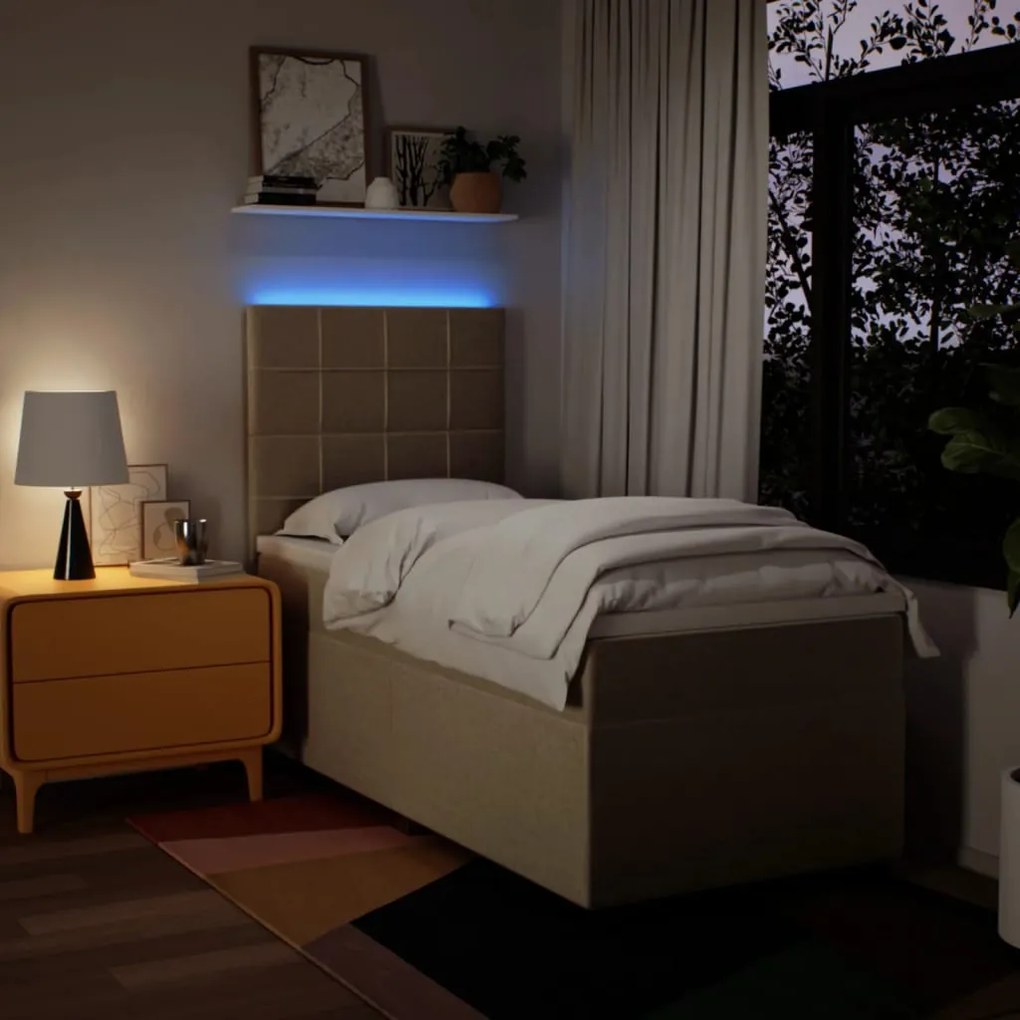 Box spring postel s matrací krémová 90x200 cm textil 3292676