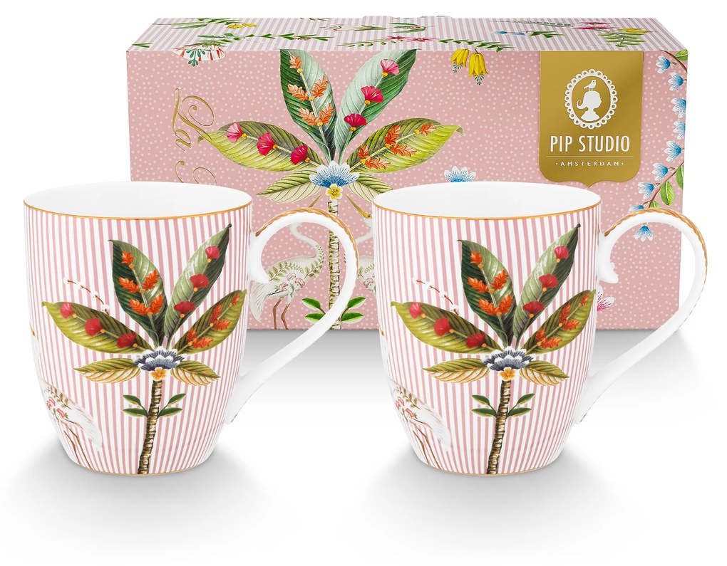 Pip Studio La Majorelle sada 2 hrnků 440ml, růžová (sada 2 hrnků v dárkovém balení)