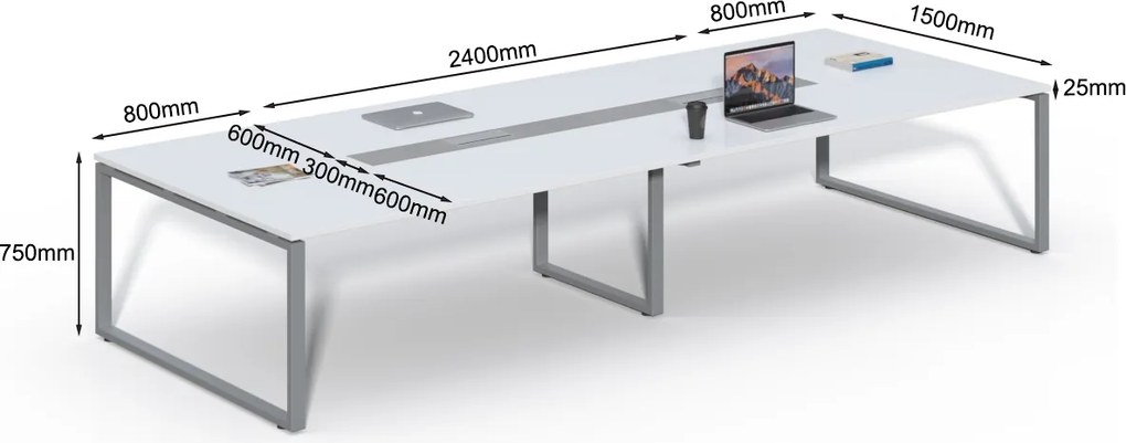 Jednací stůl Houseland Prime Meet 02 400 cm bílý