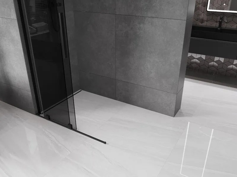 Mexen Velar L, posuvná sprchová zástěna Walk-in 120 x 200 cm, 8mm šedé sklo, černá matná, 871-120-003-43-70