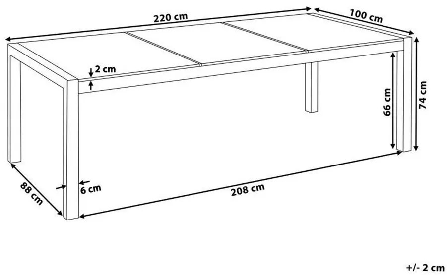 Zahradní stůl s tvrzeným sklem 220 x 100 cm GROSSETO Beliani