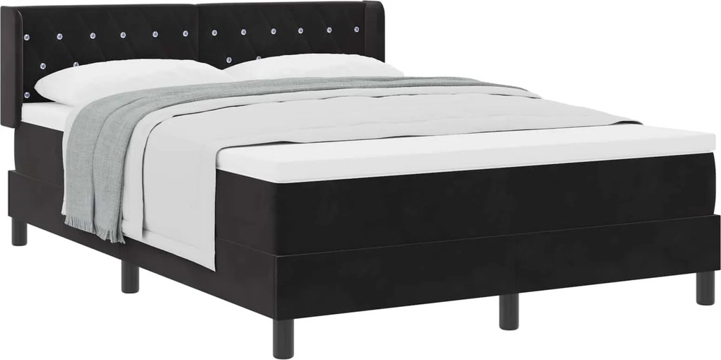 Postel s boxspringem s čelo Černý 200 x 160 cm samet 3341422