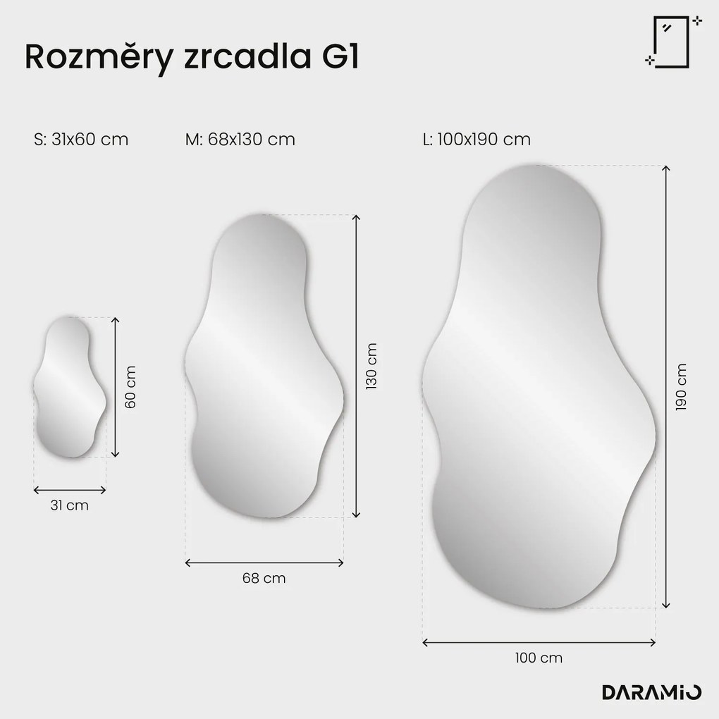 Vlnité zrcadlo do koupelny s LED osvětlením G1