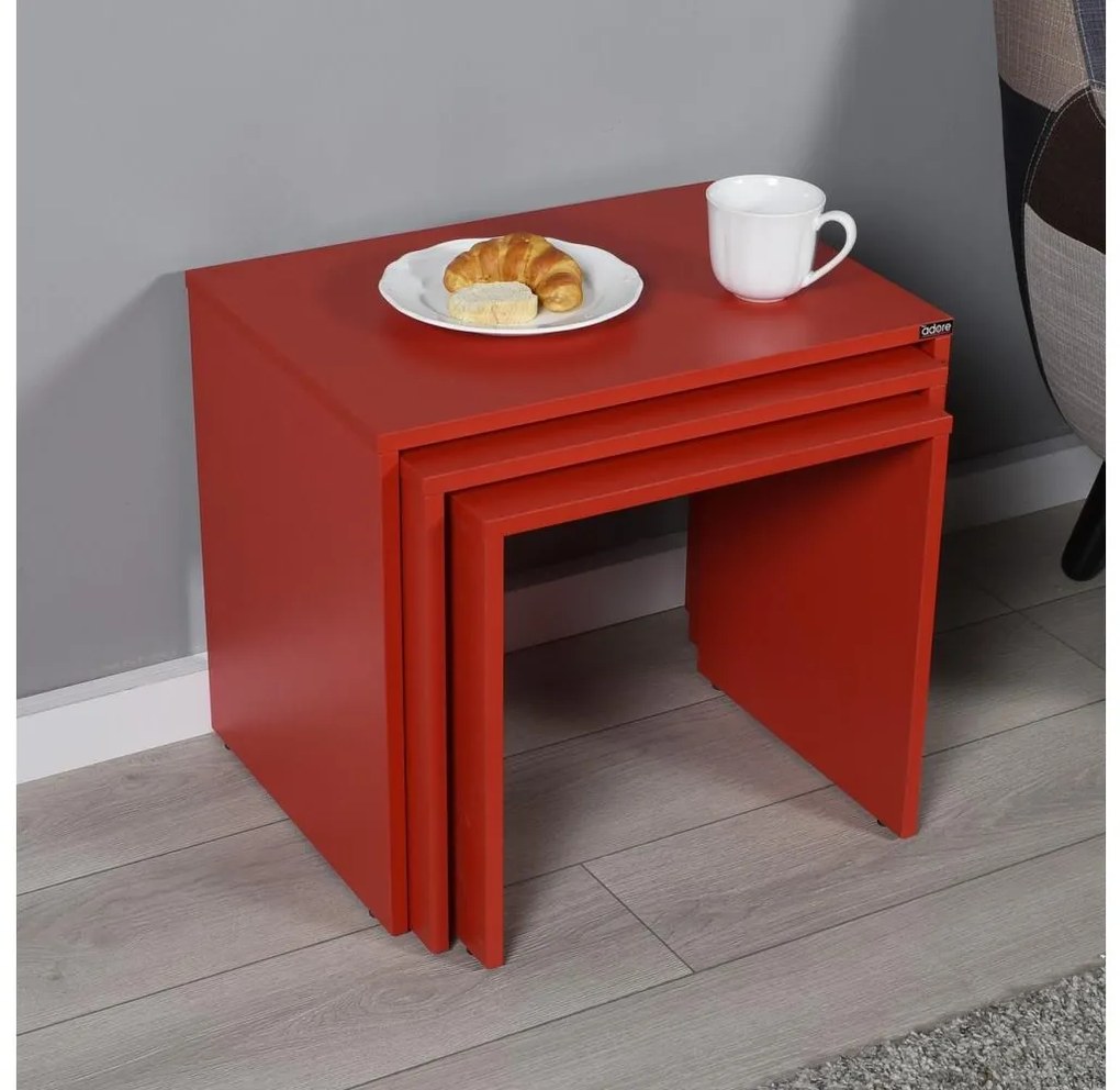 Adore Furniture | SADA 3x Konferenční stolek červená | AD0131
