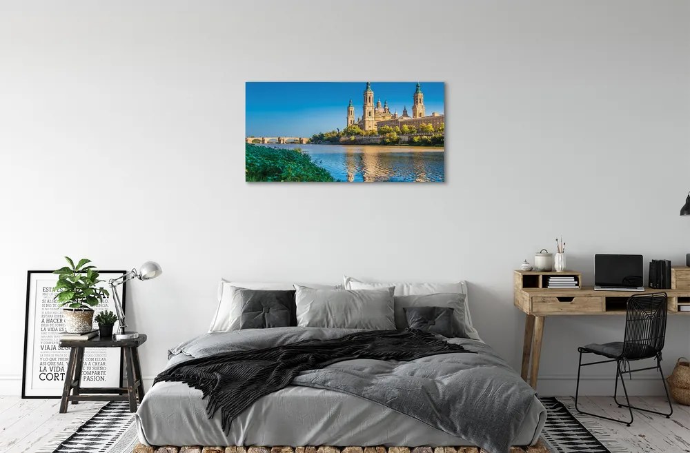 Obrazy na plátně Španělsko Katedrála řeky 140x70 cm