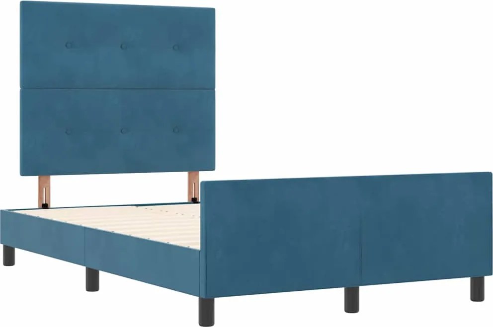 Postel s boxspringem s čelo Tmavě modrá 120 x 200 cm samet 3344937