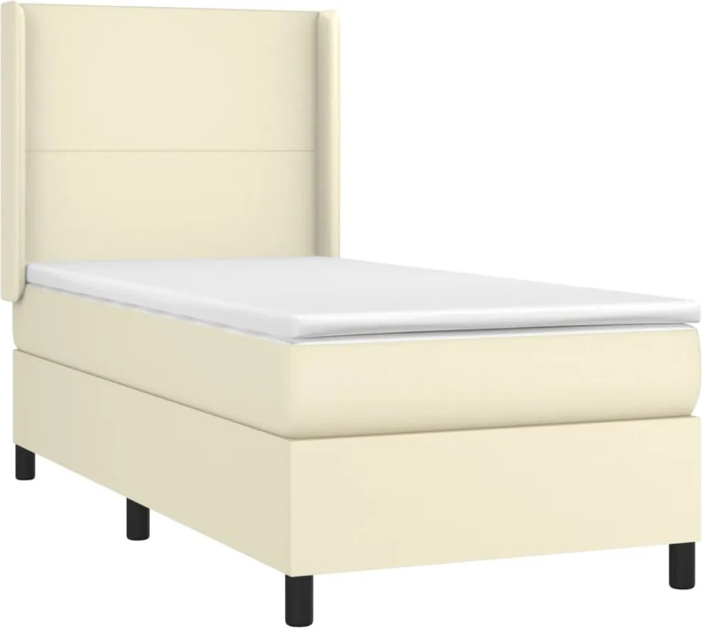 Box spring postel s matrací a LED krémová 80x200 cm umělá kůže 3139231