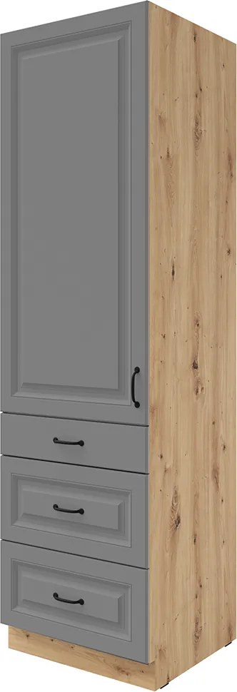 STILO ad | vysoká skříňka 60 DKS-210 3S 1F potravinová | 60 cm | UNI dvířka | artisan/šedá
