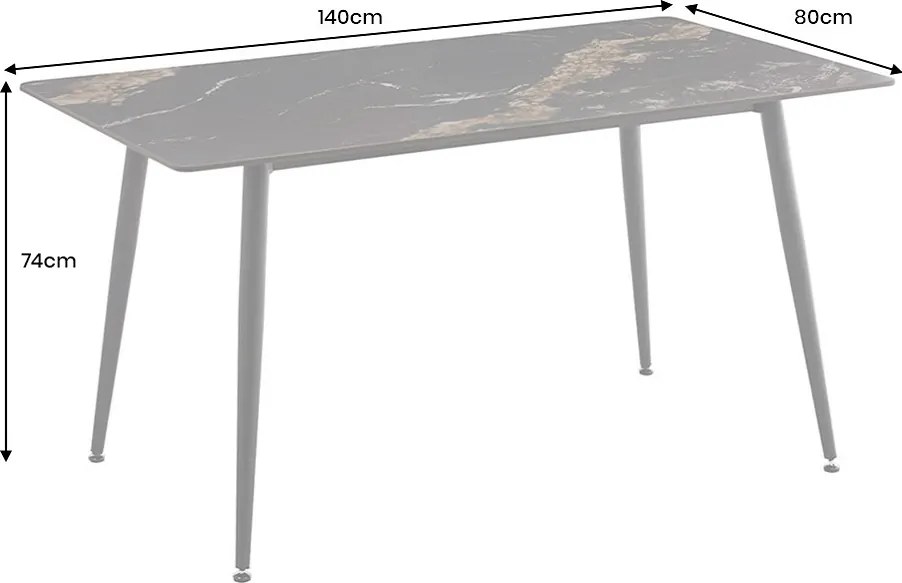 Keramický jídelní stůl Garold 140 cm černý / pískový